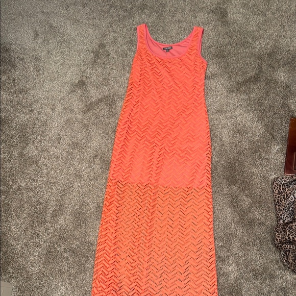 Roz & Ali | Dresses | Roz Ali Vibrant Coral Maxi Dress | Poshmark